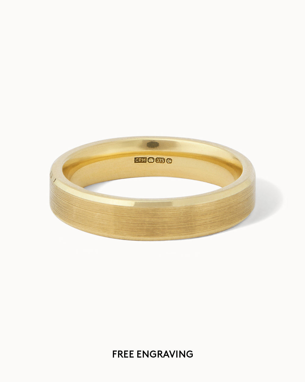 Solid Gold Bevelled Edge Ring 4mm Band | Maya Magal London